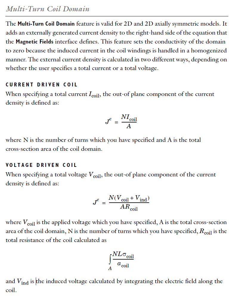 Methods for modelling multi-turn voltage driven coils as homogeneous ...